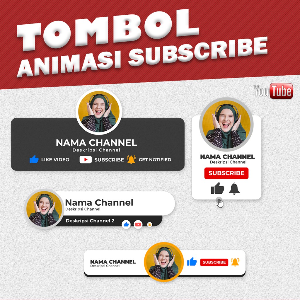 Jual Subscribe Button YouTube Dengan Logo / Foto Sendiri | Tombol ...