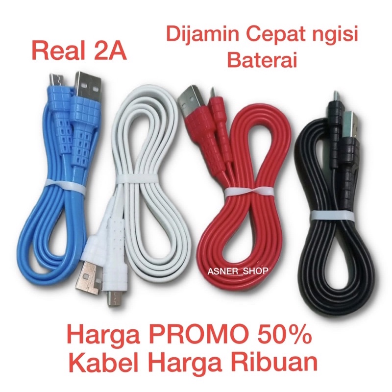 Jual Kabel Data 2A Real Non Packing Usb Micro android 1 Meter Warna ...