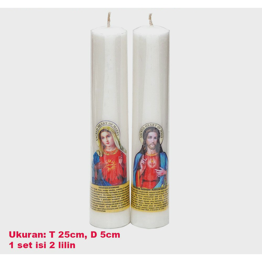 Jual Lilin Altar/Lilin Rohani Putih Bergambar Panjang Tanggung(1Pack ...