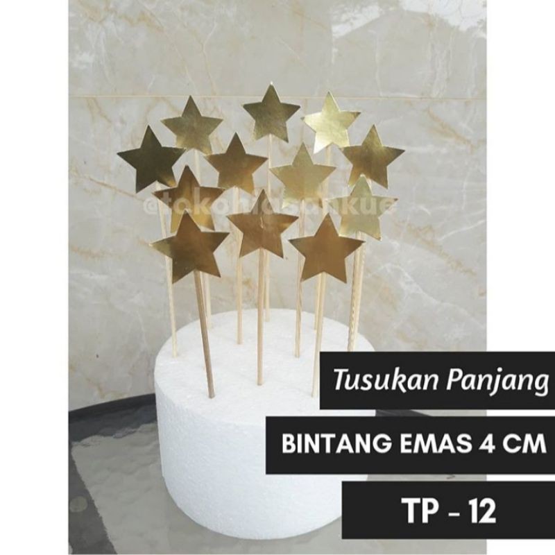 Jual TP 12 - Hiasan Tusukan Kue Cake Topper Bintang Emas | Shopee Indonesia