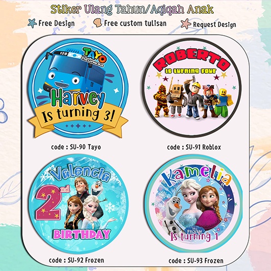 Jual Stiker Label Acara Anak Aqiqah/Label Souvenir Ulang Tahun Anak ...