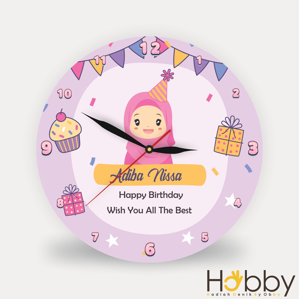 Jual JAM DINDING UNIK CUSTOM NAMA CARTOON HADIAH ULTAH KAYU HAMPERS ...