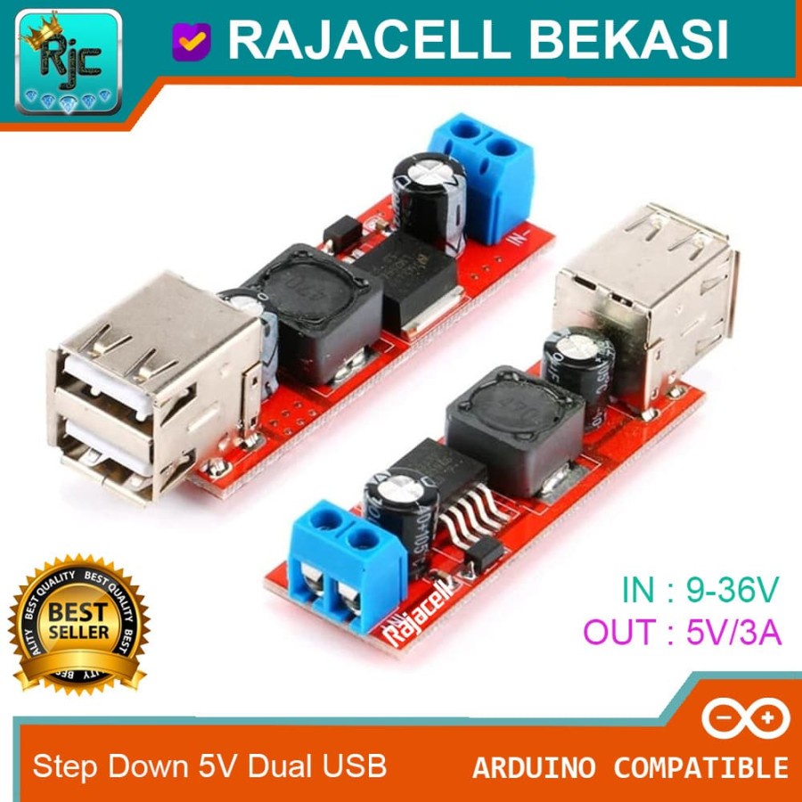 Jual Dual USB Output 9-36V to 5V 3A Step down Bulk Converter Regulator ...