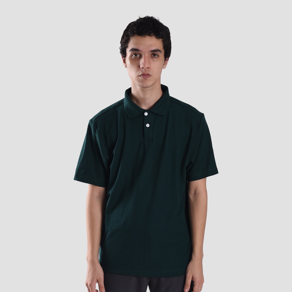 Jual All Basic PS002 Polo Shirt Hijau Botol Polos | Shopee Indonesia