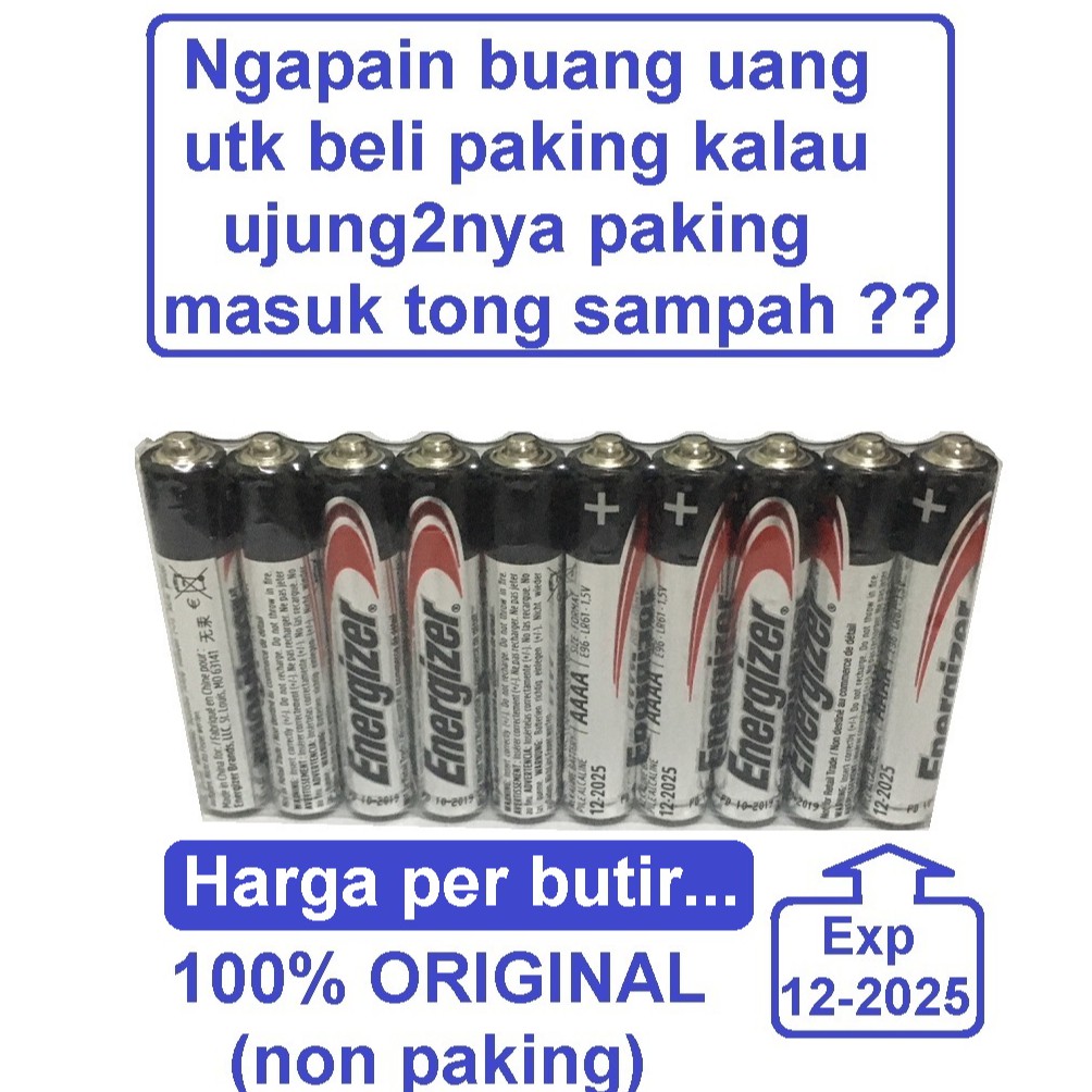 Jual Baterai Energizer AAAA E96 - Battery Batere A4 Original non paking ...