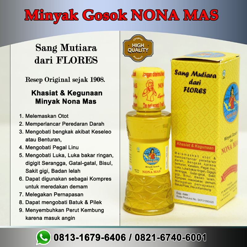 Jual Minyak Gosok Asli Flores Minyak Herbal Nona Mas 35ML | Shopee ...