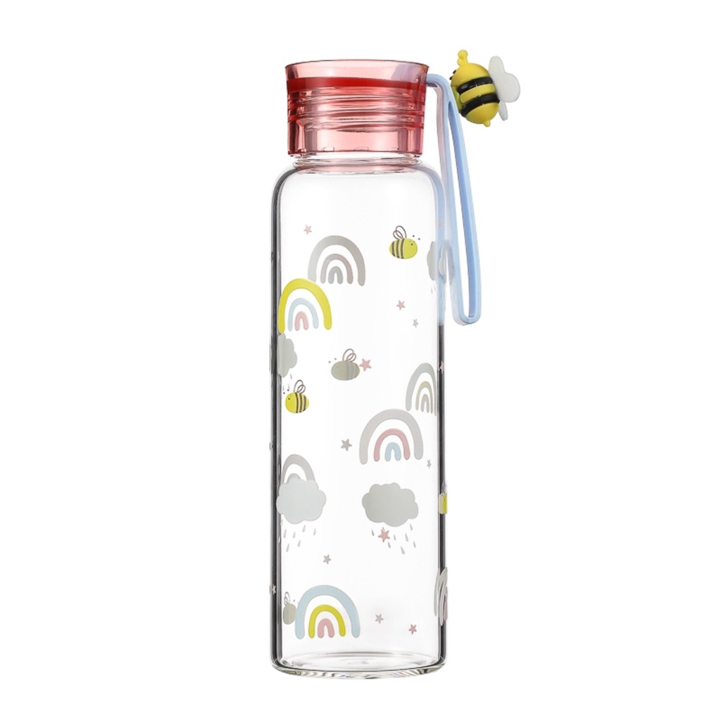 Jual MINISO OFFICIAL Bee borosilicate glass bottle 380ml / botol minum ...