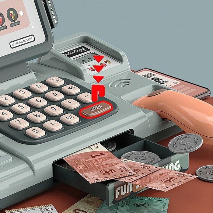 Jual Mainan anak edukasi mesin kasir supermarket Cashier mashine set ...