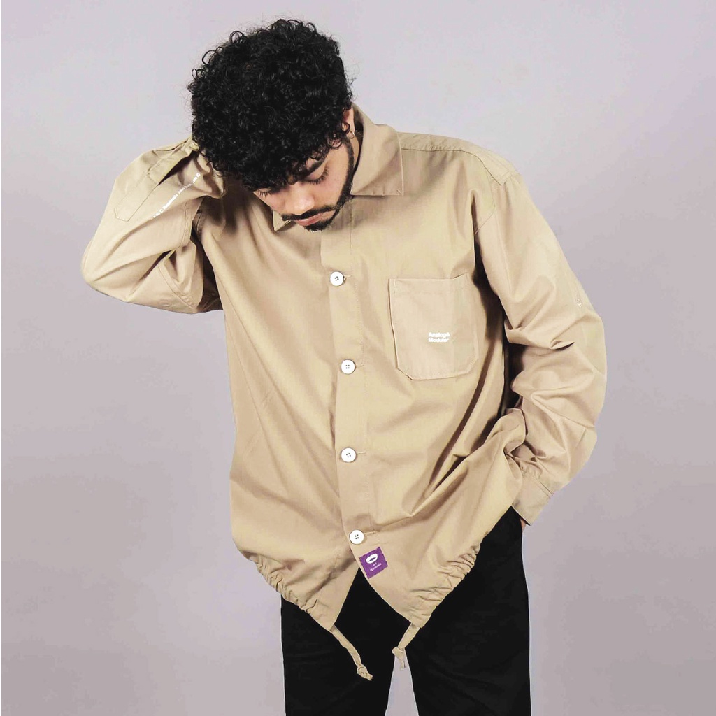 Jual UNKL347 Kemeja Lengan Panjang Detail Kantong Warna Cream DUXX ...