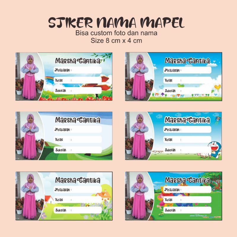 Jual (Isi 20) Sticker Label Mata Pelajaran Custom Foto dan Nama Kelas ...