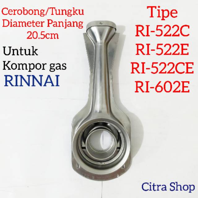 Jual Cerobong tungku 20.5cm untuk kompor gas Rinnai tipe RI-522C, RI-522E, RI-522CE, RI-602E ...