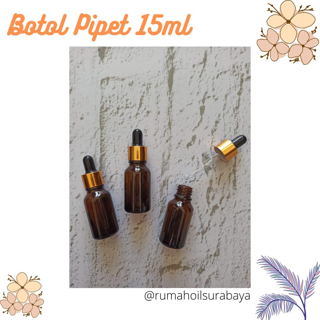 Jual Botol Pipet 15ml botol coklat kaca ring emas karet hitam manis ...