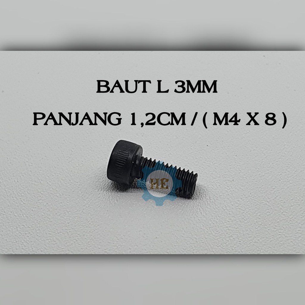 Jual BAUT L UKURAN 3MM PANJANG 1,2CM / M4 X 8 | Shopee Indonesia