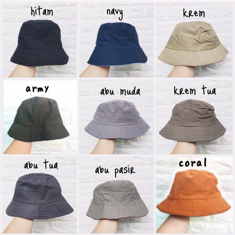 Jual Bucket Hats Polos Korea Pria Wanita Dewasa Bolak Balik | Shopee Indonesia