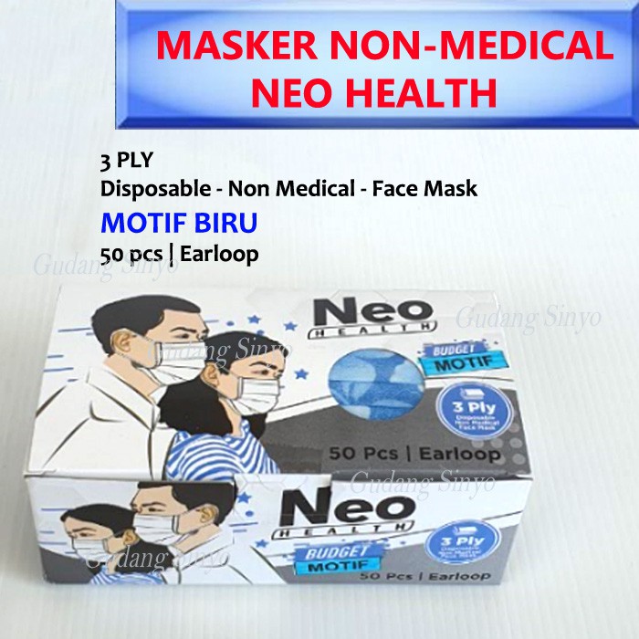 Jual Neo Health Budget Masker Motif 3 ply Isi 50 pcs | Shopee Indonesia