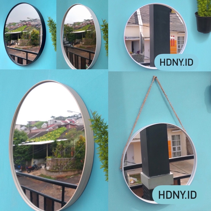 Jual Cermin bundar bulat Frameless tali gantung kaca dinding aesthetic ...