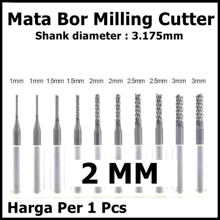 Jual Mata bor PCB milling cutter 2mm 2 mm Titanium coated CNC Router ...