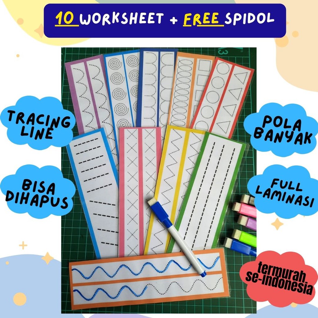 Writing Skill Belajar Latihan Menulis Pattern Pola Garis Flash Card ...