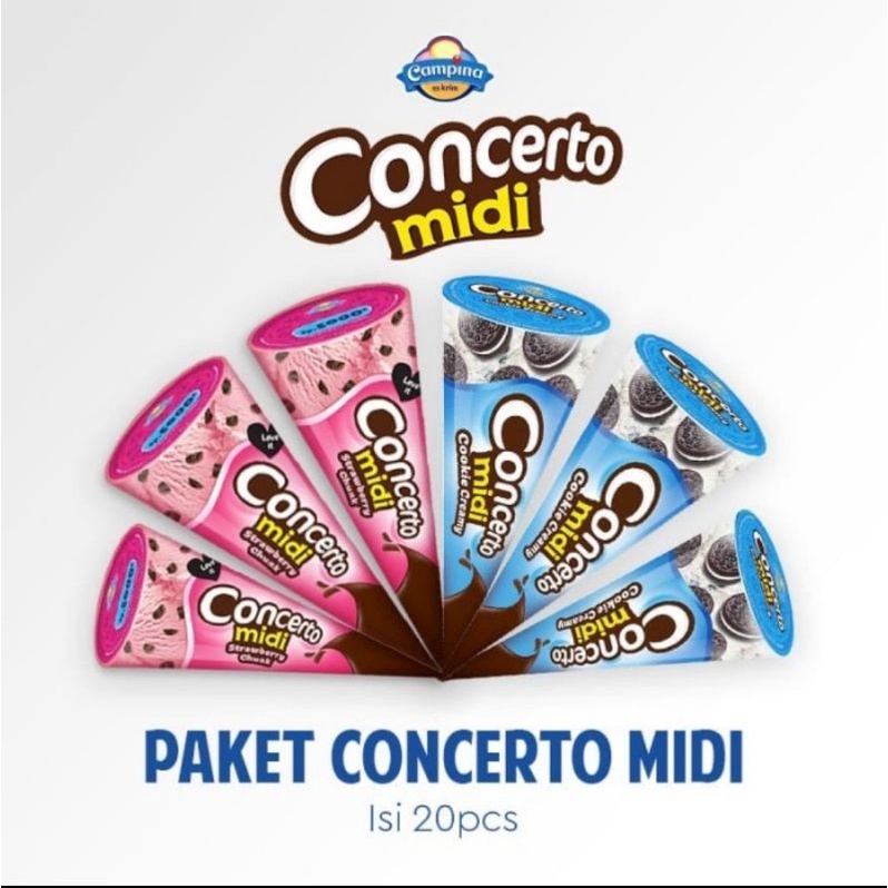 Jual Campina ice cream paket concerto midi isi 20pcs Indonesia|Shopee ...