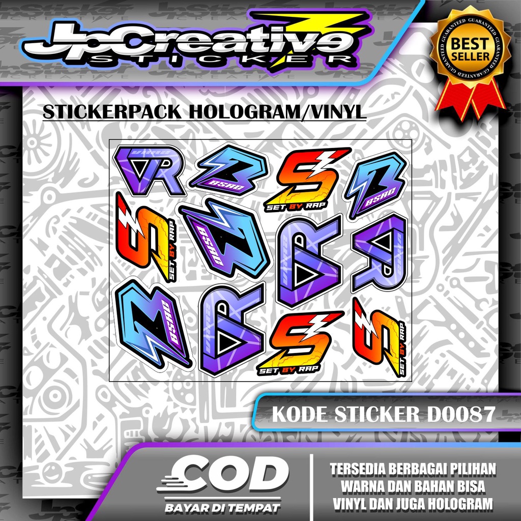 Jual STICKER SET BY RAP,VR,BSRC HOLOGRAM VINYL BONUS LAMINASI | Shopee ...