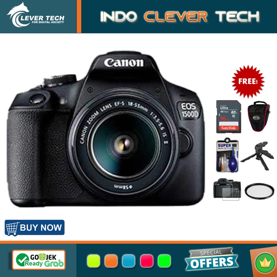 Jual Canon EOS 1500D Kit EF-S 18-55mm II SLR Kamera - Garansi Resmi | Shopee Indonesia