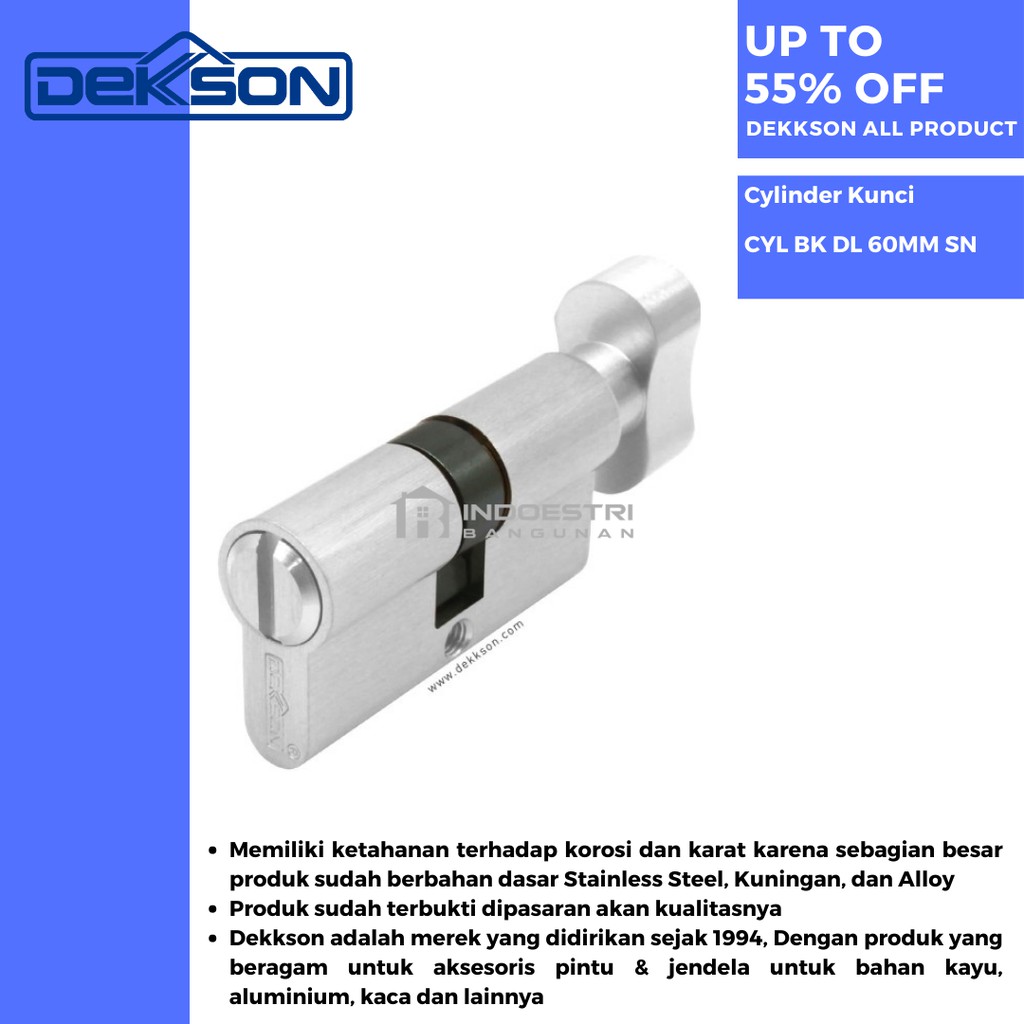 Jual Cylinder Knob Dekkson CYL BK DL 60MM SN (Tanpa Anak Kunci) | Shopee Indonesia
