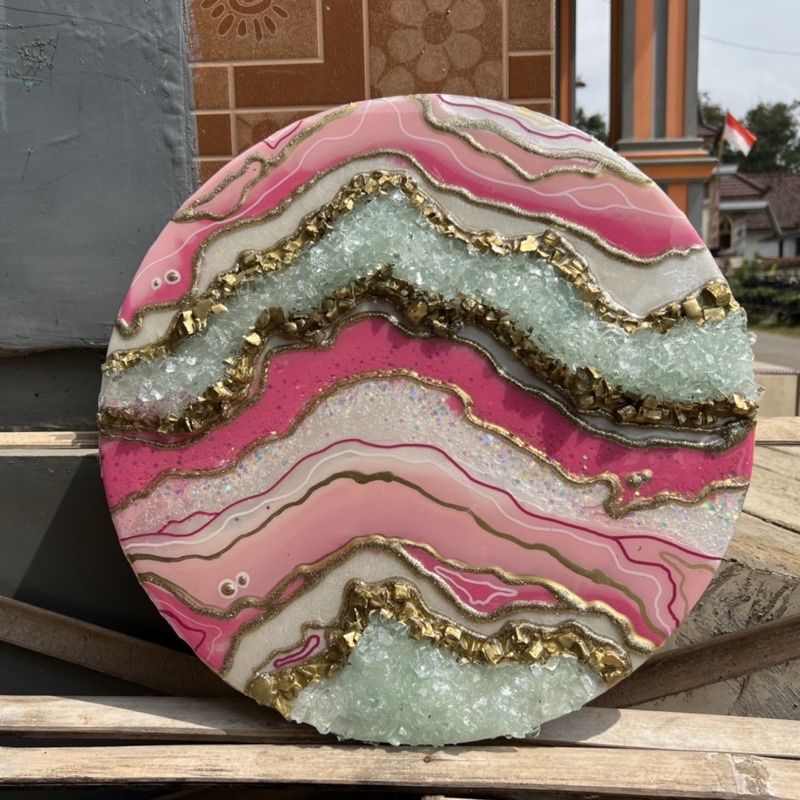 Jual resin geode wall art lukisan dinding diameter 40cm lukisan dinding ...