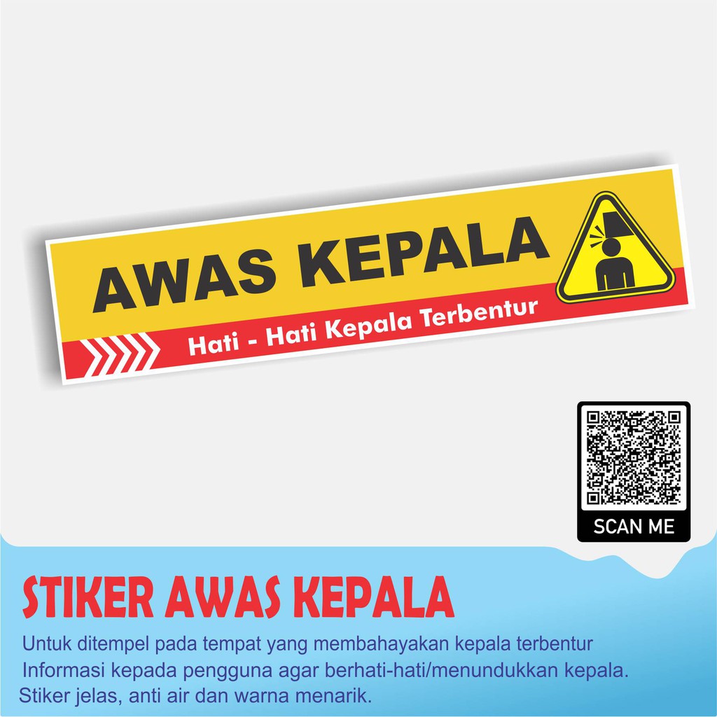Jual STIKER AWAS KEPALA TERBENTUR STIKER PERINGATAN | Shopee Indonesia