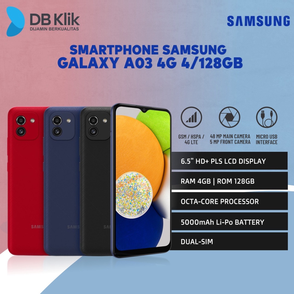 Handphone SAMSUNG GALAXY A03 4G 4/128GB - A03 4GB 128GB Garansi Resmi