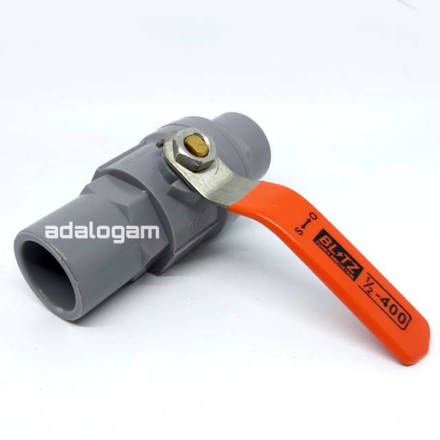 Jual Blitz ball valve PVC 1/2" inch gagang stainless / stop kran paralon plastik gagang besi ...