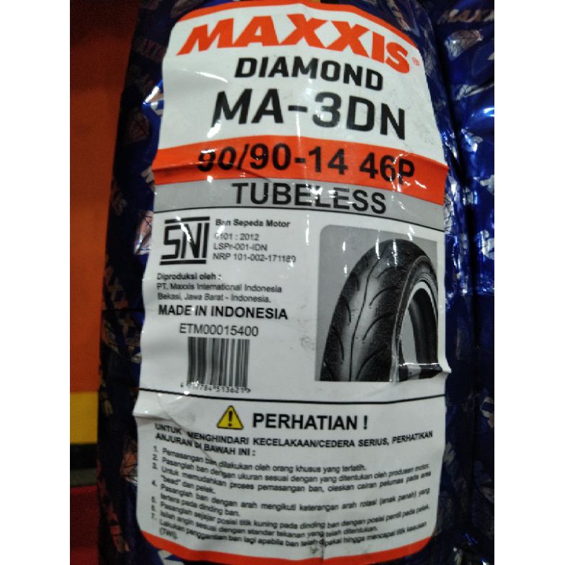 Jual ban Maxxis Diamond 3DN uk 90/90-14 ring 14 tubeless MA-3DN For ban ...