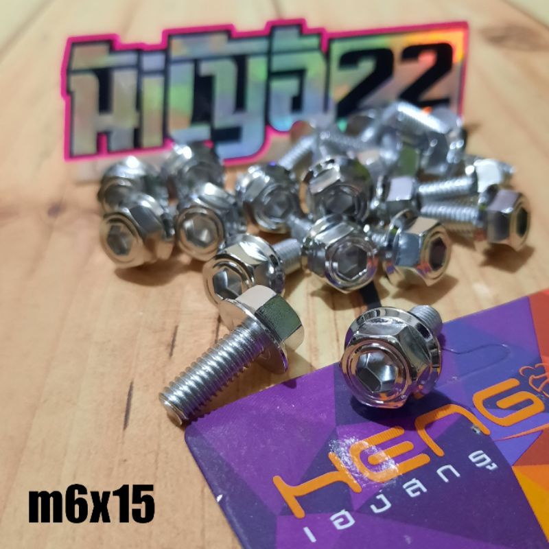 Jual baut 10 probolt 6x15 stainless model 2 kunci HEXAGON original Heng Thailand panjang 15 mm ...