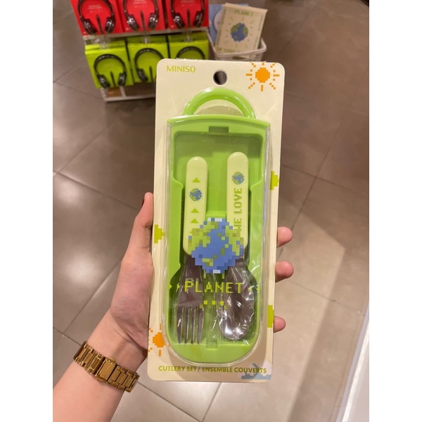 Jual MINISO CUTLERY SET I LOVE EARTH SPOON FORK SENDOK GARPU | Shopee ...
