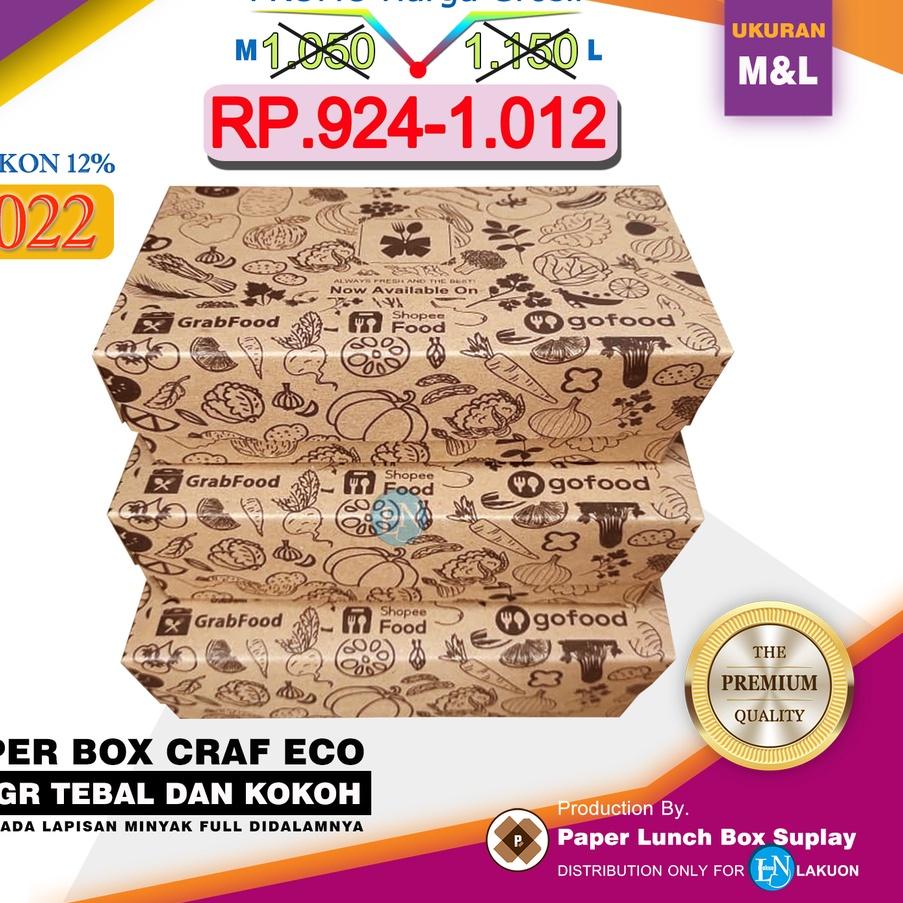 Jual PAKET 50 PCS PAPER CRAFT FOOD GRADE ECO TAKE AWAY MOTIF LOGO LUNCH ...
