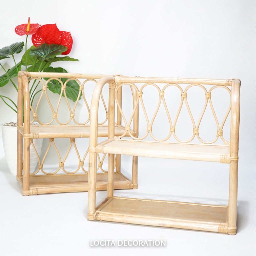 Jual Rak Dinding Gantung dari Rotan Lala/Lili/ Tempat Buku/Tempat Bumbu ...