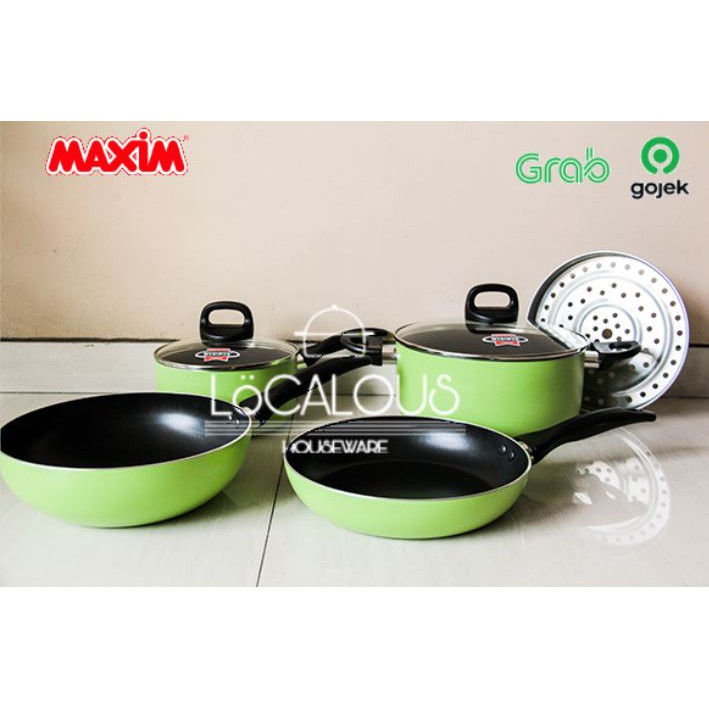 Jual Maxim Panci Halania 7 pcs Set Fry Pan Saucepan Dutch Oven Wok ...
