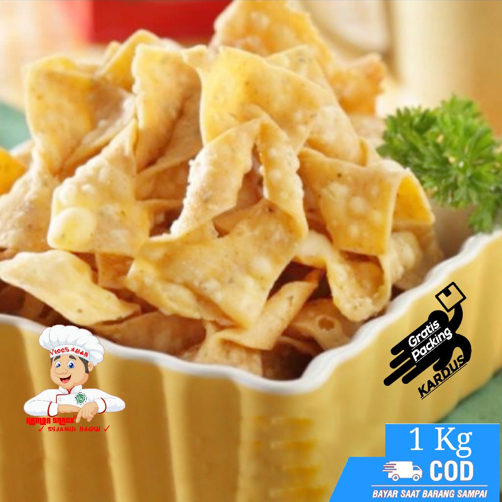 Jual [1Kg] Pangsit BAWANG / Keripik Kulit Pangsit RENYAH DAN GURIH ...
