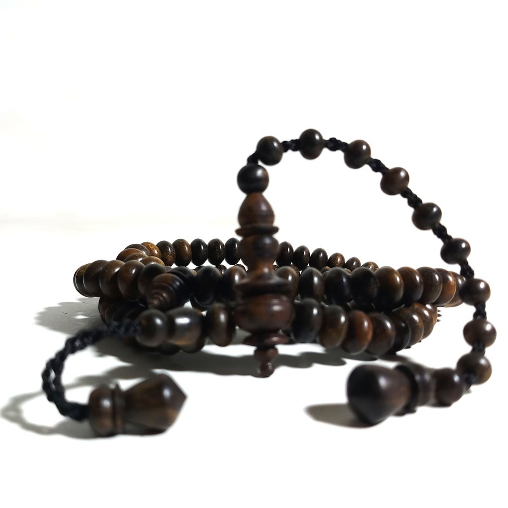 Jual Tasbih muslim kayu KEMUNING HITAM JAWA original alami model pipih ...