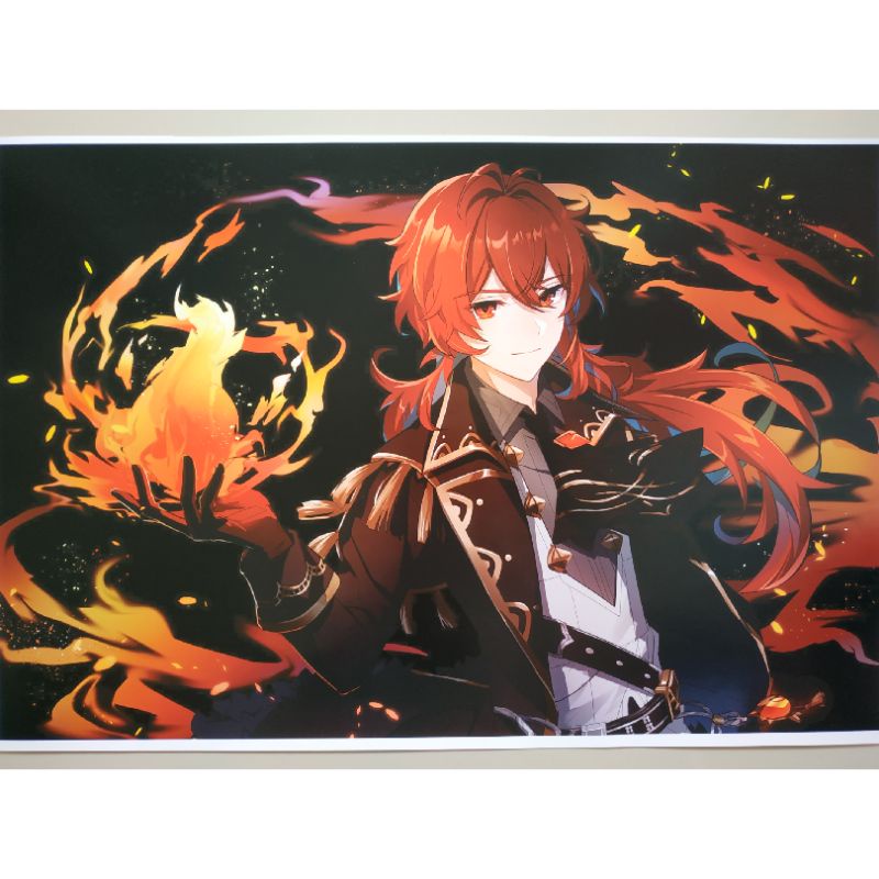Jual Poster Game Genshin Impact 27 Diluc Merchandise | Shopee Indonesia