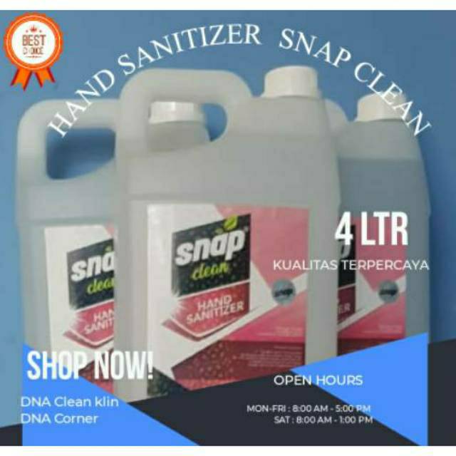 Jual Hand Sanitizer SNAP CLEAN dirigen galon 4 liter | Shopee Indonesia