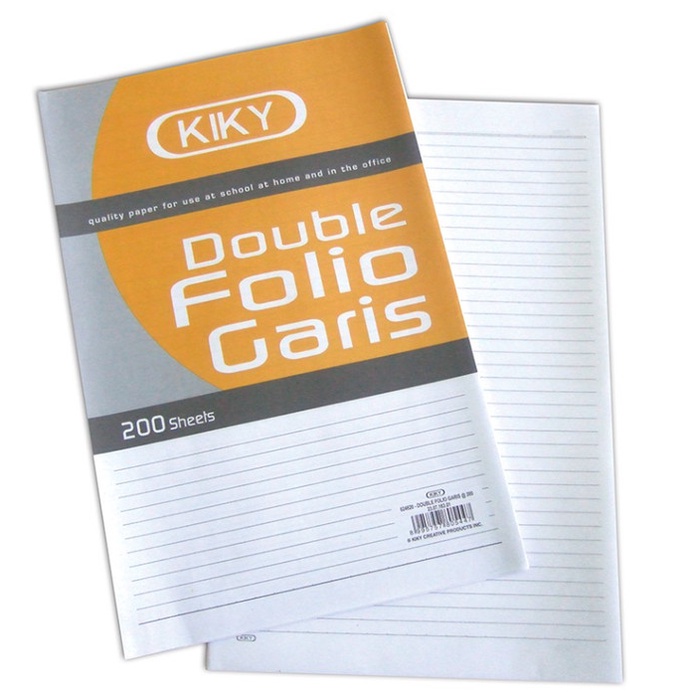 Jual Kertas Double Folio Bergaris/F4, 1 Rim isi 200 sheet Kiky | Shopee ...