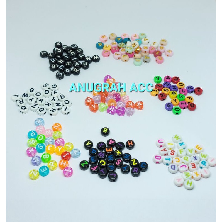 Jual manik mote alfabet ABC bulat 100pcs | Shopee Indonesia