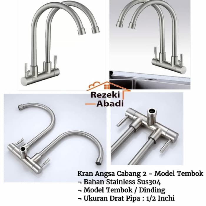Jual Kran Sink Double / Kran Angsa Tembok / Kran Cuci Piring | Shopee ...