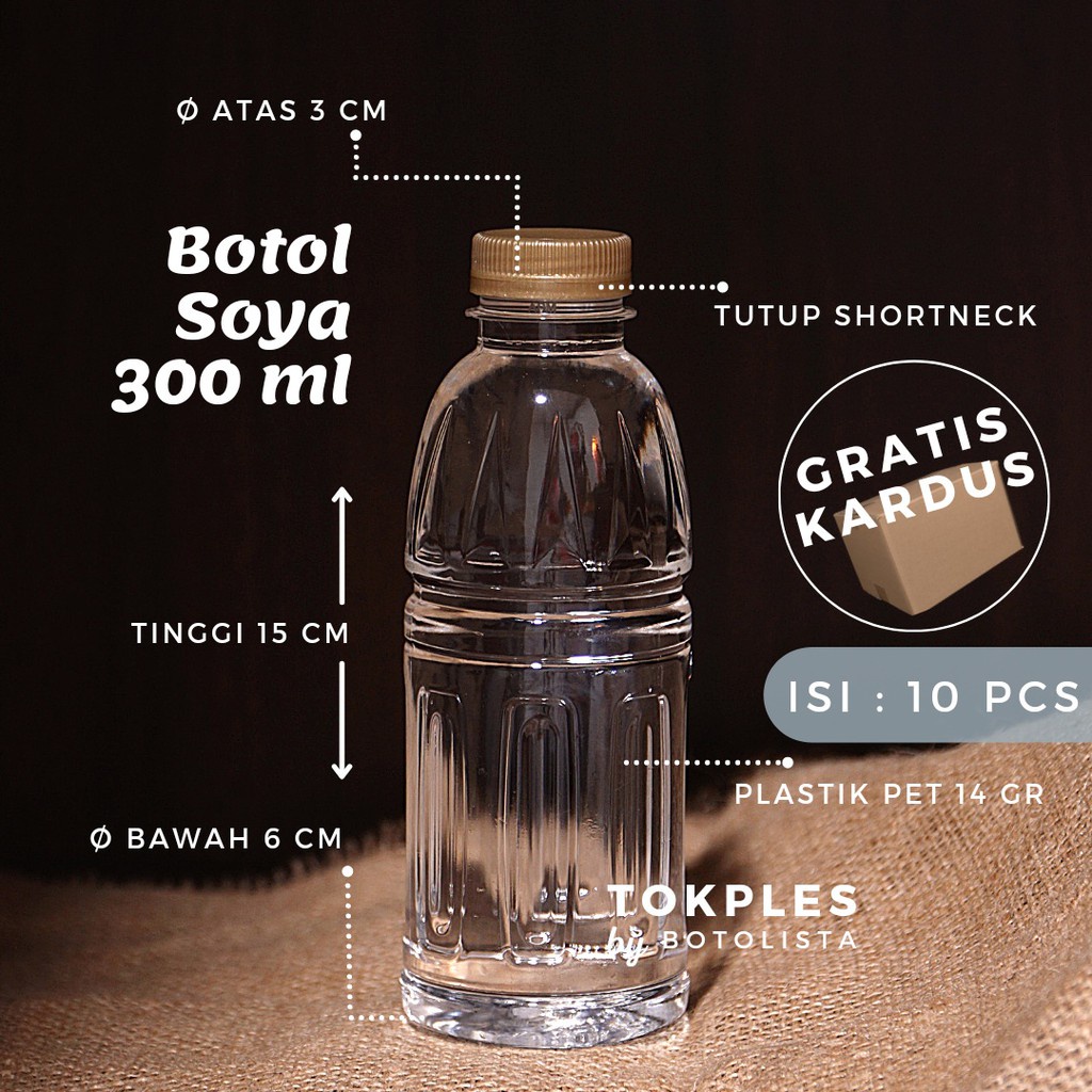 Jual Botol Plastik 300 ml FREE Kardus Botol Soya Botol Sania Botol ...