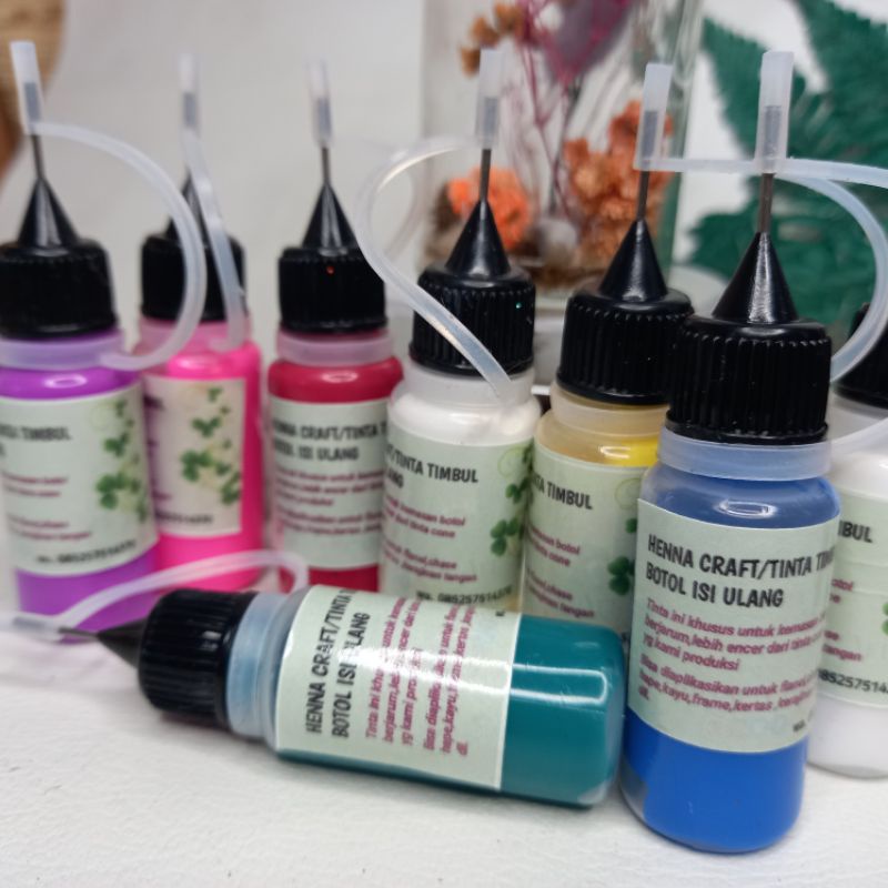 Jual Tinta Timbul/ HENNA CRAFT/HENNA BENDA/HENA 19 WARNA| kemasan botol ...