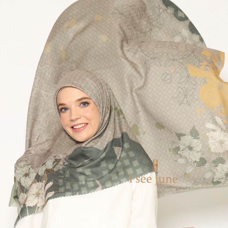 Jual ISEEJUNE HIJAB SABIA SAGE - Premium Voal Hijab - Voal Printing - Kerudung Segiempat motif ...