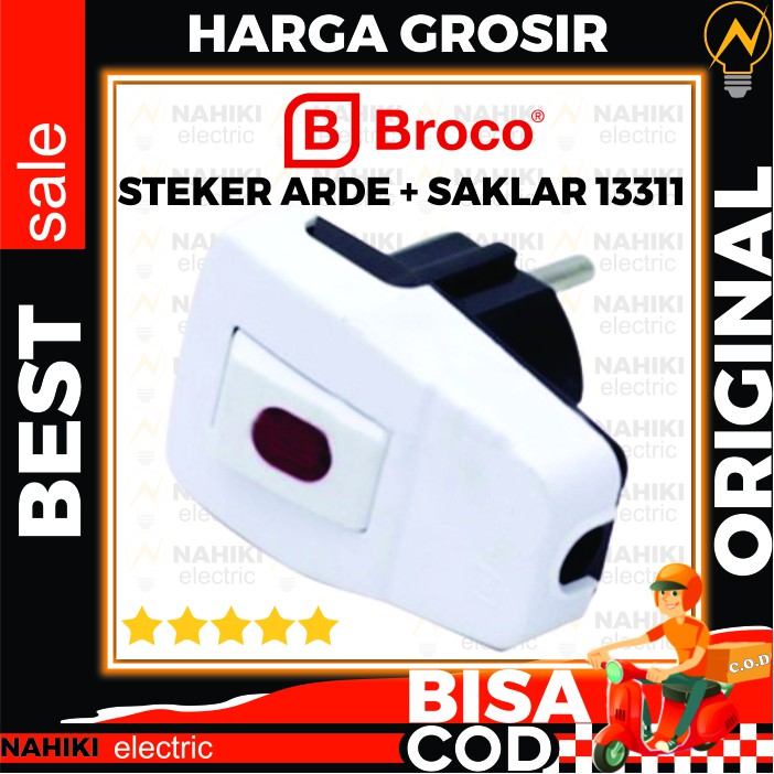 Jual (COD) COLOKAN LISTRIK BROCO STEKER ARDE SAKLAR + LAMPU SWITCH ON ...