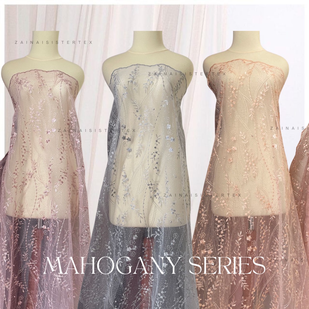 Jual Bahan Kain Kebaya Brokat Brukat Tile Mutiara Mahogany Warna Hijau ...