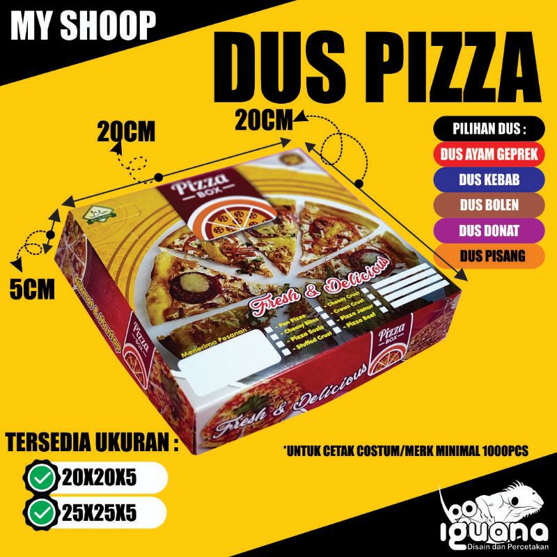 Jual Dus Pizza kecil ukuran 20x20x5, Dus pizza Besar ukuran 25x25x5 ...