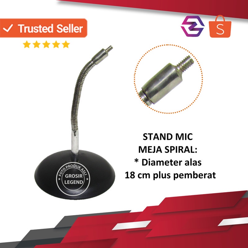 Jual Stand standing mik mic microphone meja spiral lokal pemberat D=18 ...